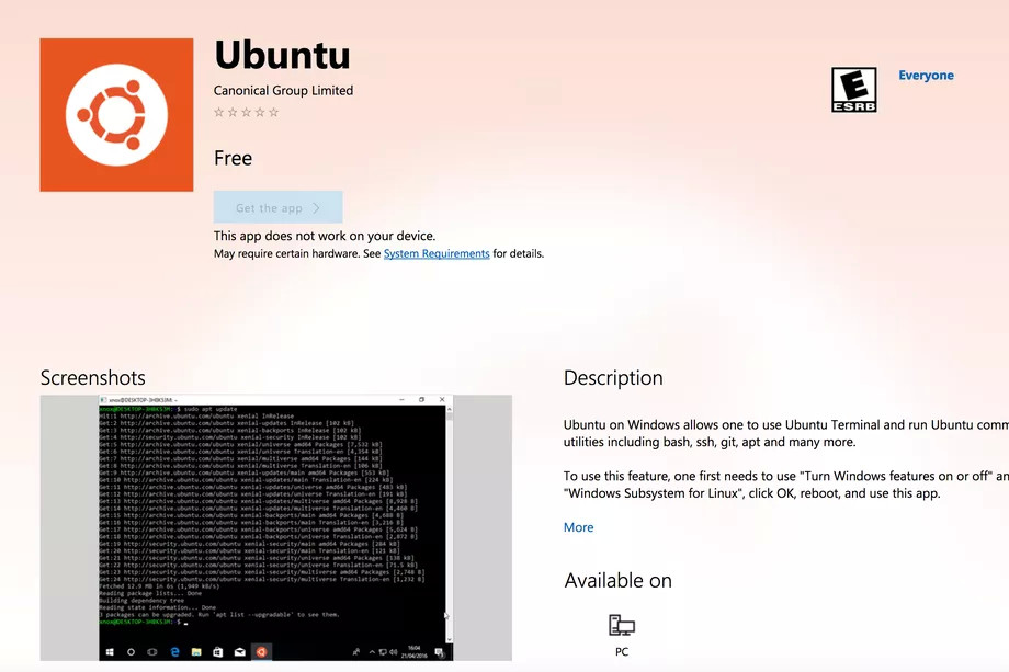 Visão | Ubuntu disponível na Windows Store